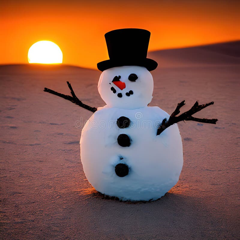 Smiling Snowman in Desert. Generative Ai Stock Illustration ...