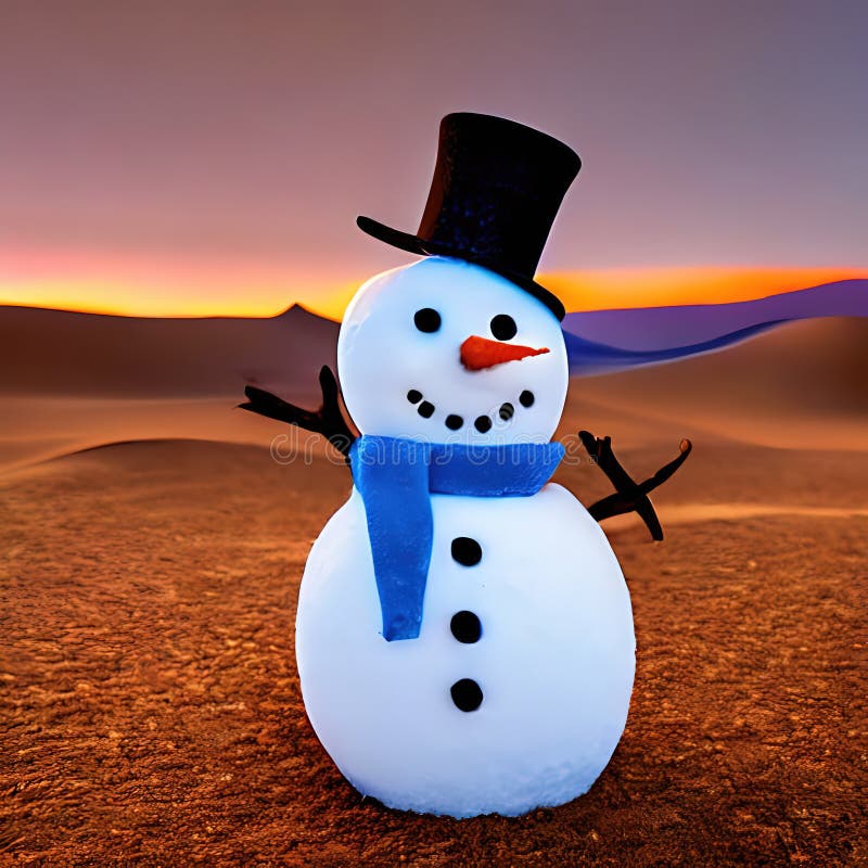 Smiling Snowman in Desert. Generative Ai Stock Illustration ...
