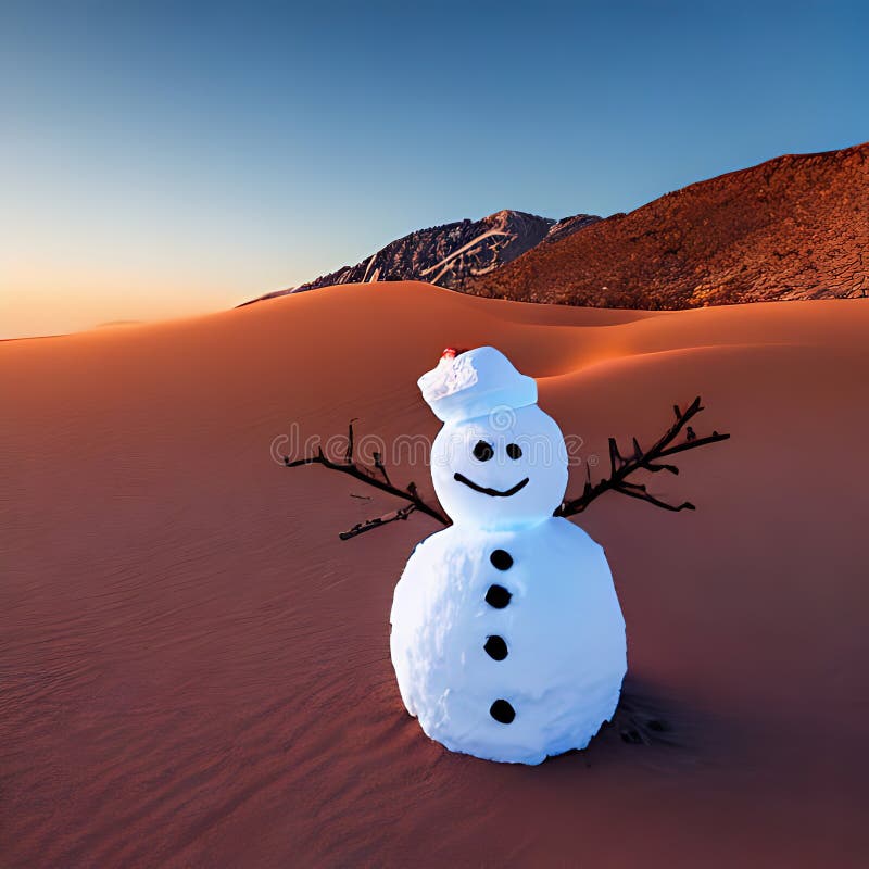 Smiling Snowman in Desert. Generative Ai Stock Illustration ...