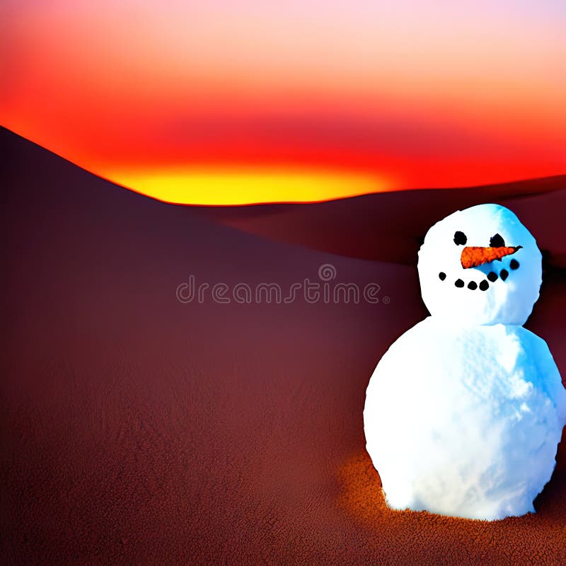 Smiling Snowman in Desert. Generative Ai Stock Illustration ...