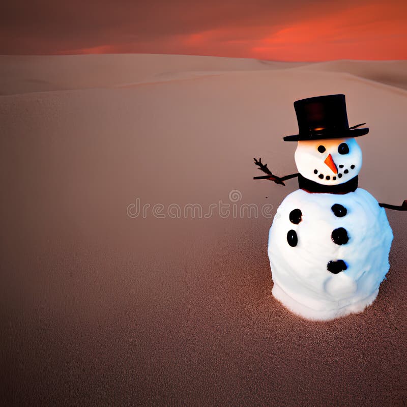 Smiling Snowman in Desert. Generative Ai Stock Illustration ...