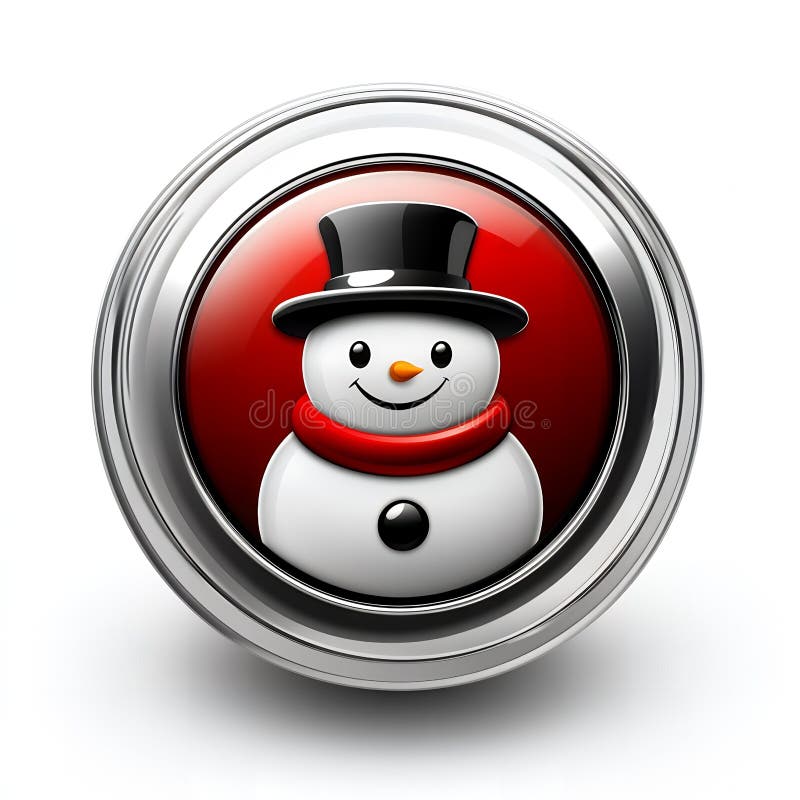 Smiling Snowman Icon with a Red Background Stock Illustration ...