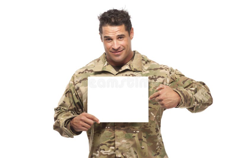 Smiling Soldier with Hands on Hips Stock Photo - Image of shot ...