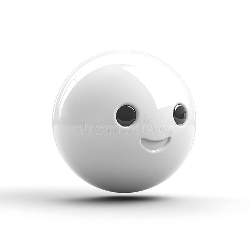 Smiling Sphere Character on White Background Perfect for Digital ...