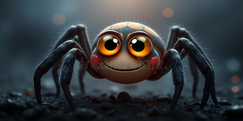Smiling Spider with Big Eyes Stock Illustration - Illustration of light ...