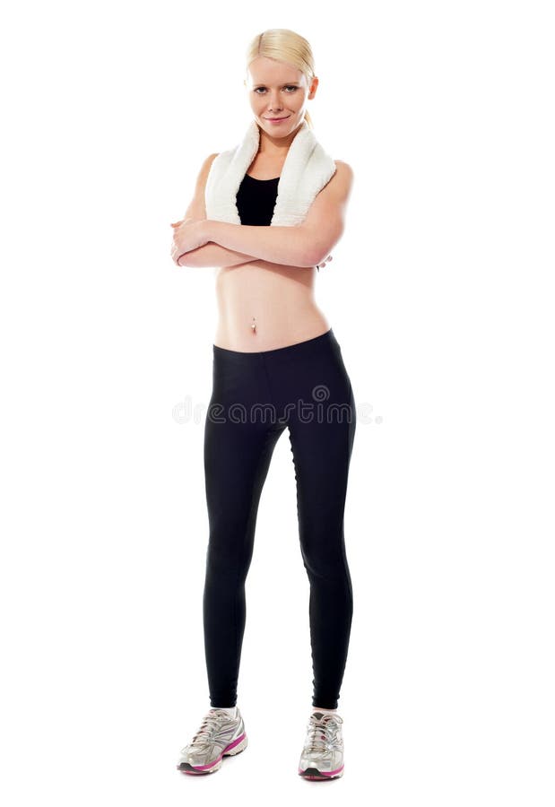 Smiling Sports Woman Standing With Folded Arms Stock Image - Image of ... Smiling Sports Woman Standing With Folded Arms Stock Image - Image of ...