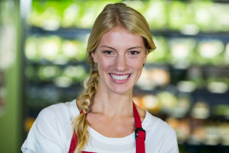 Smiling Staff in Supermarket Stock Image - Image of portrait, indoors ...