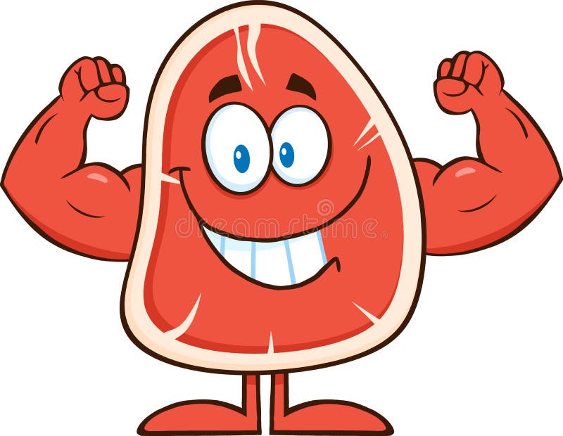 Smiling Steak Cartoon Mascot Character Flexing Stock Vector ...