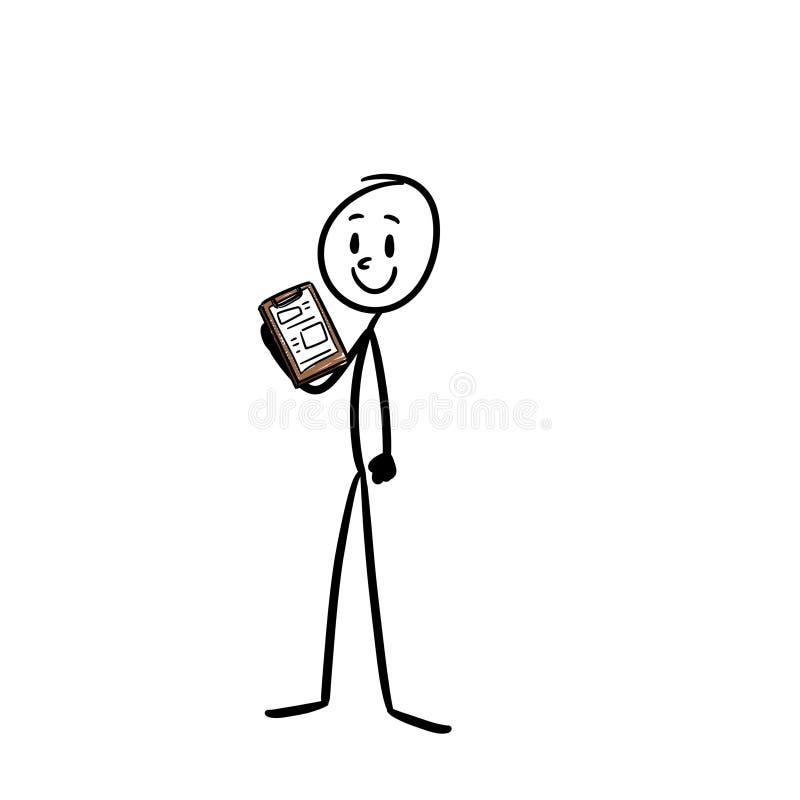 Stick Figure Boy with Board Stock Illustration - Illustration of stick ...