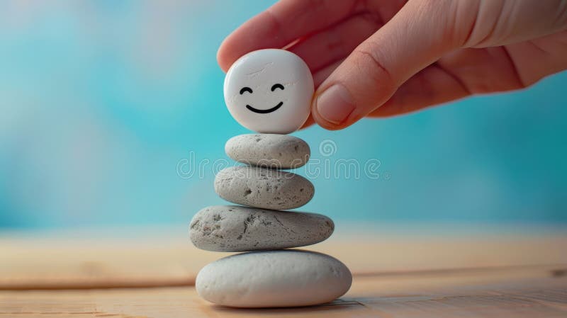 The Smiling Stone Stack.AI Generated Image Stock Image - Image of ...