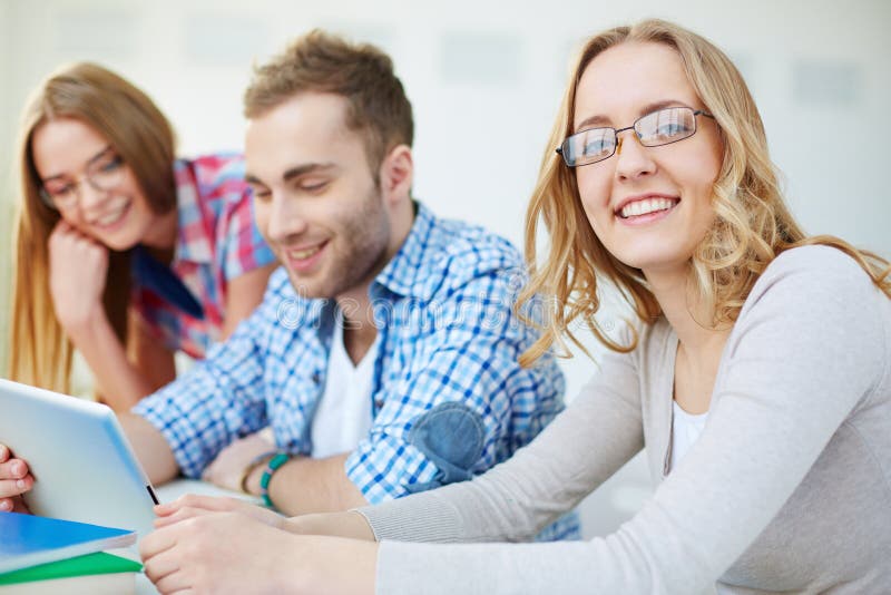 Friendly students stock image. Image of college, cheerful - 58242367