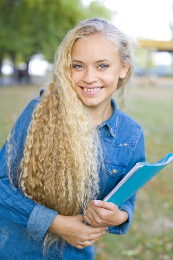 Portrait of a Beautiful Smiling Student Stock Photo - Image of long ...