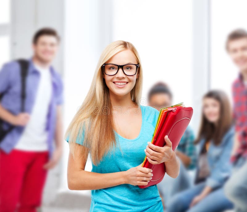 Student with folders stock image. Image of blond, school - 193094537