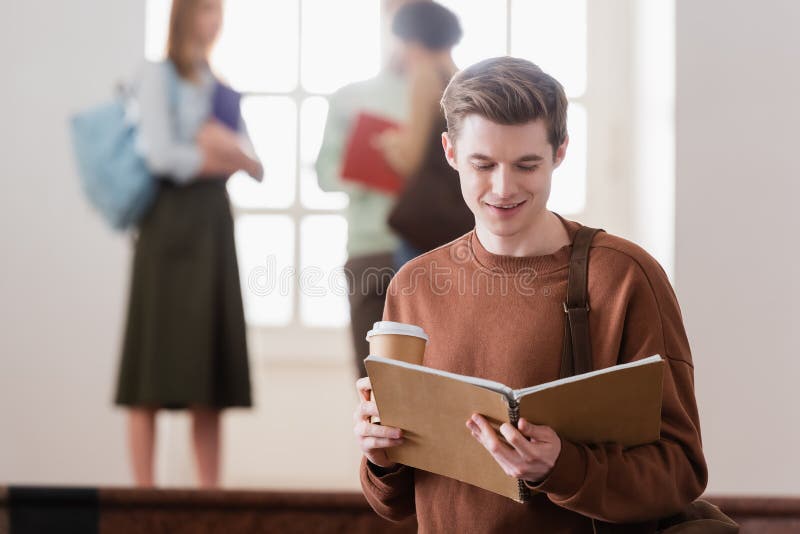 Smiling Student with Paper Cup and Stock Photo - Image of emotion ...