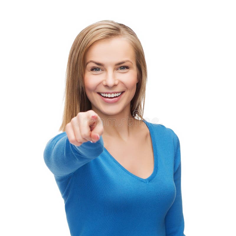 Smiling Student Pointing Finger at You Stock Image - Image of girl ...