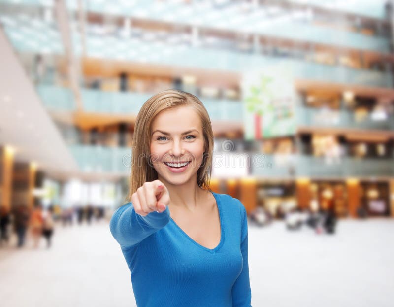 Smiling Student Pointing Finger at You Stock Photo - Image of eyes ...