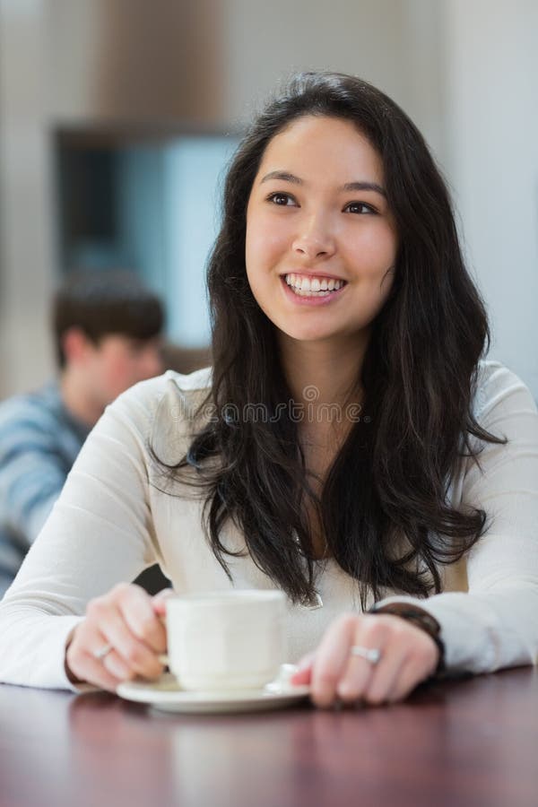 Smiling Student Sitting in a Coffee Shop Stock Image - Image of ...