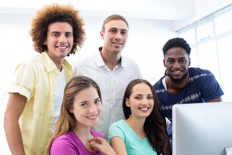 Smiling Students in Computer Class Stock Photo - Image of cool, happy ...