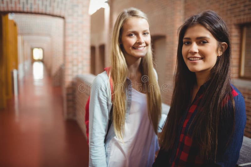 Smiling Students in the Hallway Stock Image - Image of happy, caucasian ...