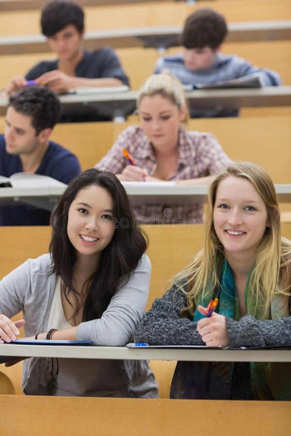 Smiling Students in a Lecture Stock Photo - Image of caucasian, adult ...