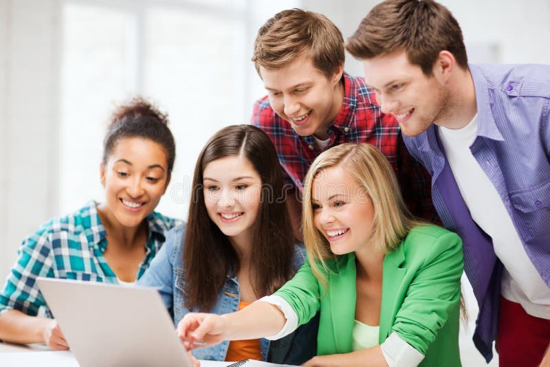 Smiling Students Learning at Home Stock Image - Image of happy ...
