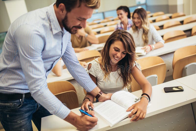 Two Smiling Students with Their Bags Studying Stock Photo - Image of ...