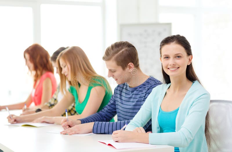 Five students in classroom stock photo. Image of people - 24174534