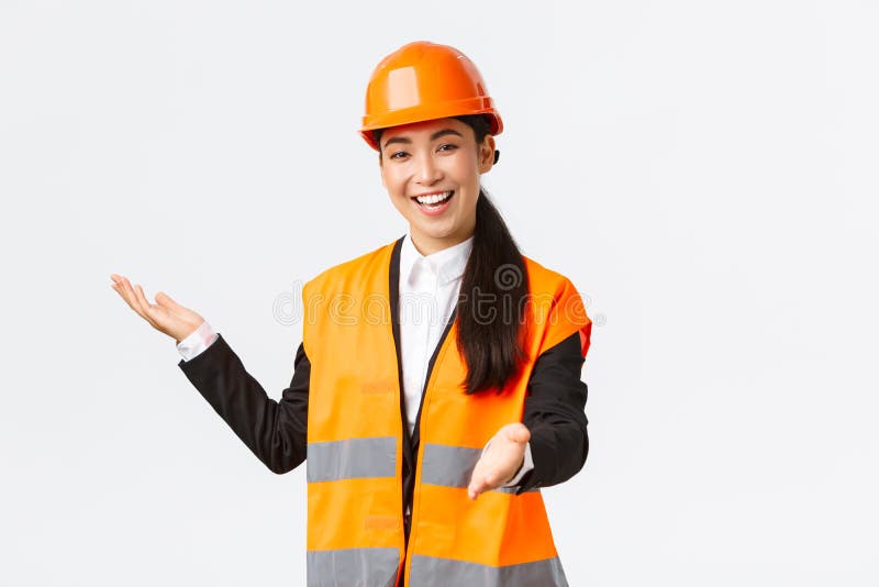 Smiling Successful Female Asian Construction Manager, Architect ...