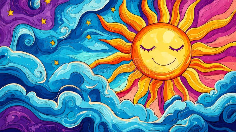 Smiling Sun and Colorful Clouds Pixel Art Stock Illustration ...