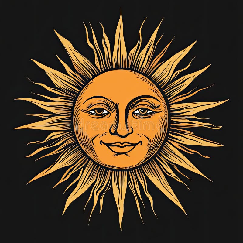 Smiling Sun Face Graphic stock illustration. Illustration of energy ...