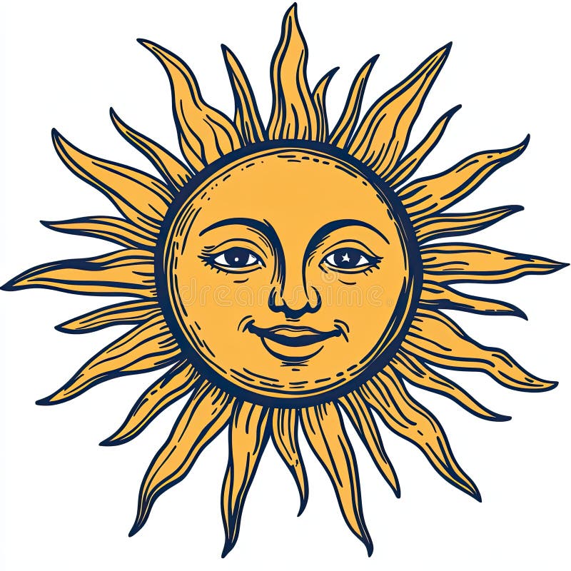 Smiling Sun Face Illustration Stock Illustration - Illustration of ...