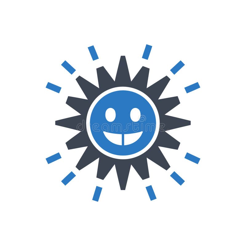 Smiling Sun Icon stock illustration. Illustration of rays - 361729143