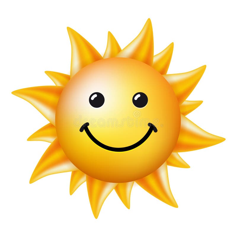Smiling Sun Isolated on a White Background. Vector Illustration Stock ...