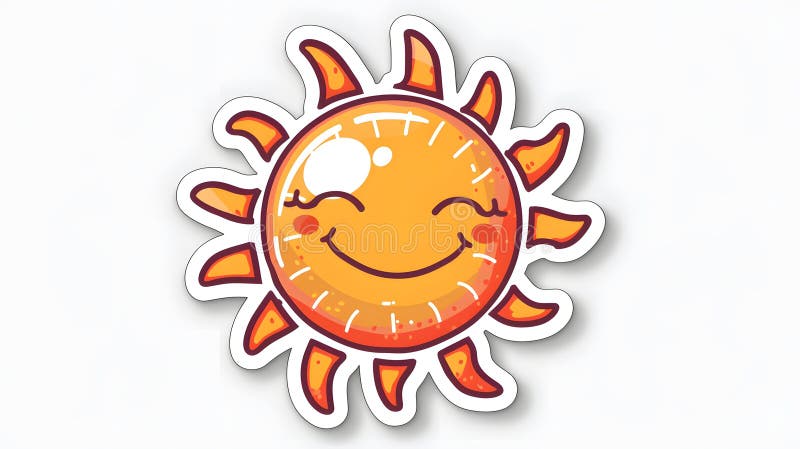 Smiling Sun Sticker Design with Rays on White Background. this is AI ...