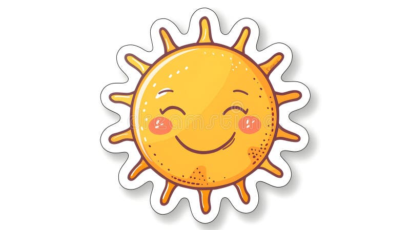 Smiling Sun Sticker Design with Rays on White Background. this is AI ...