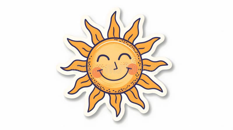 Smiling Sun Sticker Design with Rays on White Background. this is AI ...