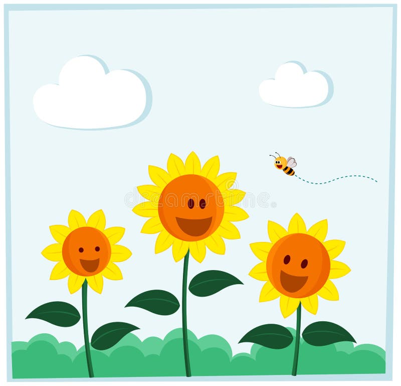 Smiling Sunflower Clip Art stock illustration. Illustration of ...