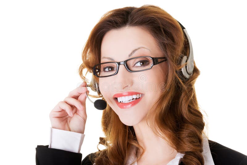 Smiling Support Phone Operator in Headset. Stock Image - Image of ...