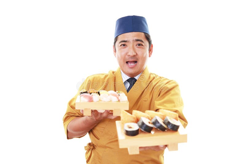 Smiling sushi chef stock image. Image of handsome, good - 57169187