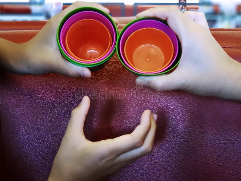 Smiling Symbol Using Hands and Colorful Cups Stock Image - Image of ...