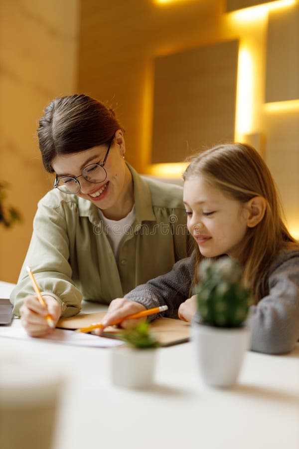 Smiling Teacher and Student, Developing Cognitive Skills. Modern ...