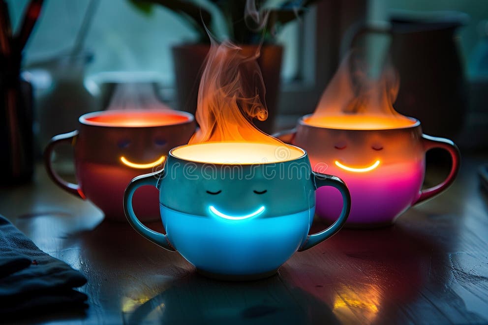 Smiling Teacups stock illustration. Illustration of steam - 343651842