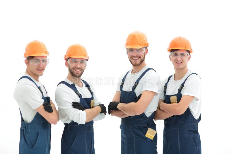 Smiling Team of Construction Workers . Stock Photo - Image of ...