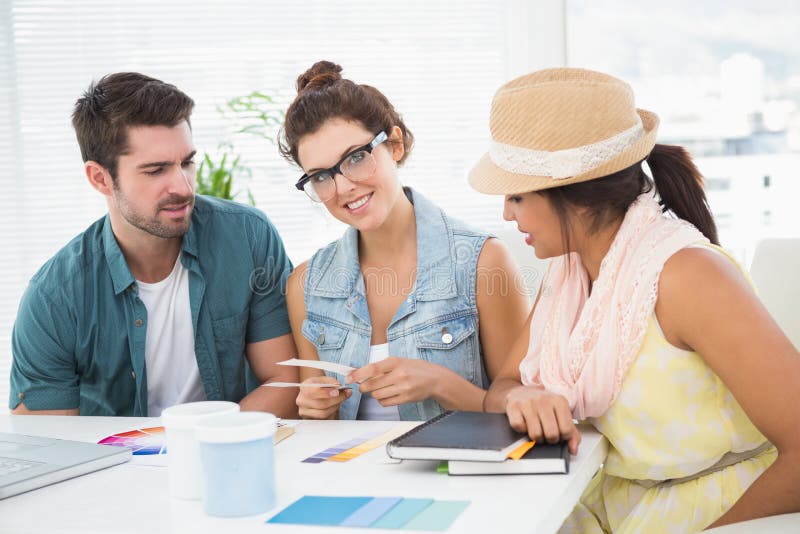 Smiling Teamwork Speaking about Colour Wheel Stock Photo - Image of ...