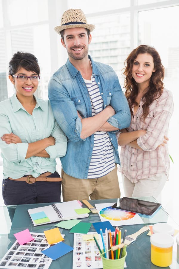 Smiling Teamwork Standing with Arms Crossed Stock Image - Image of ...