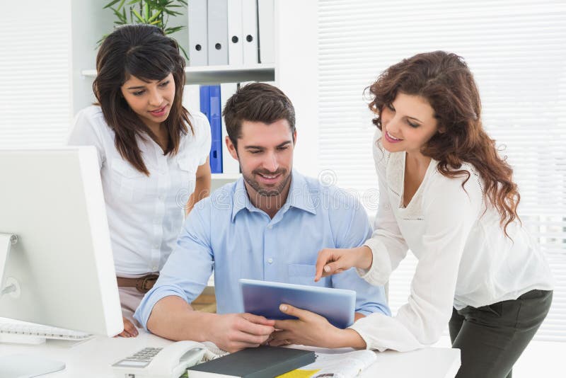 Smiling Teamwork Using Digital Tablet Stock Image - Image of digital ...