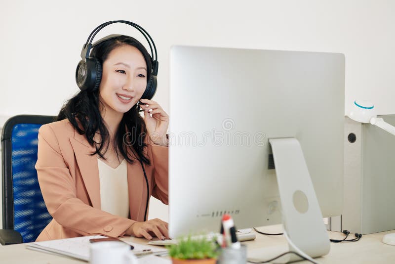 Smiling Technical Support Operato Stock Photo - Image of portrait ...