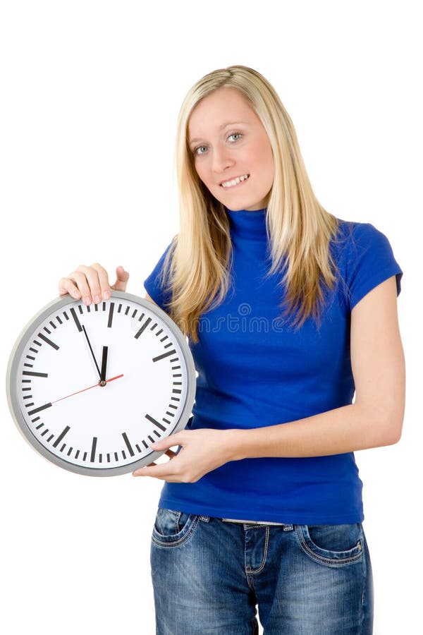 Smiling Teenager with Clock Stock Image - Image of caucasian, single ...