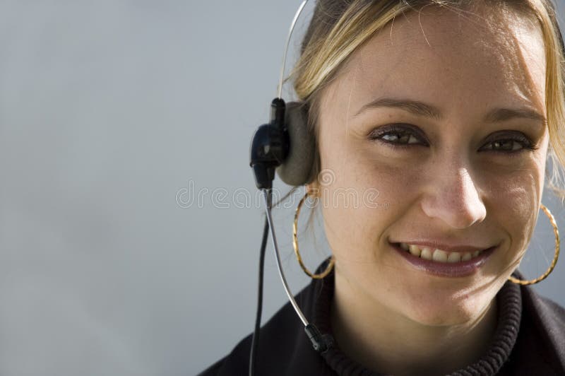 Smiling telemarketer stock image. Image of blonde, center - 3319819
