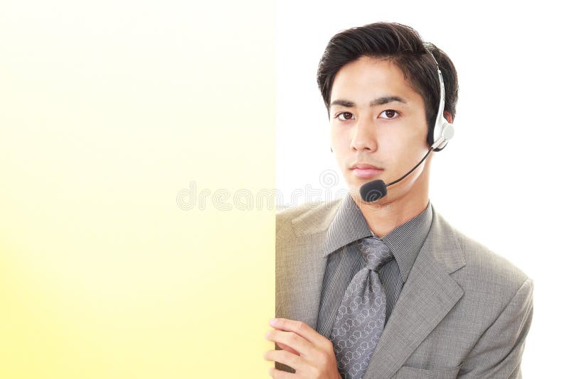 Smiling telephone operator stock photo. Image of company - 57091184